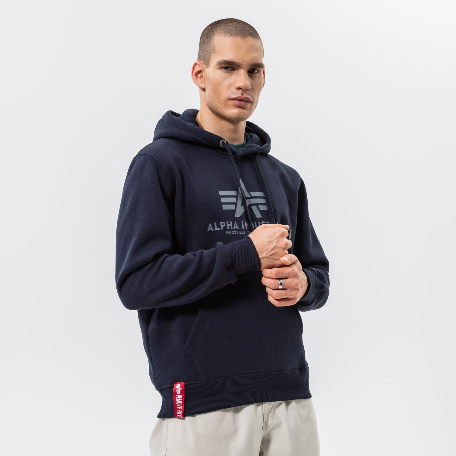 ALPHA INDUSTRIES BLUZA Z KAPTUREM BASIC 178312-07 GRANATOWY | Męskie Bluzy w Sizeer