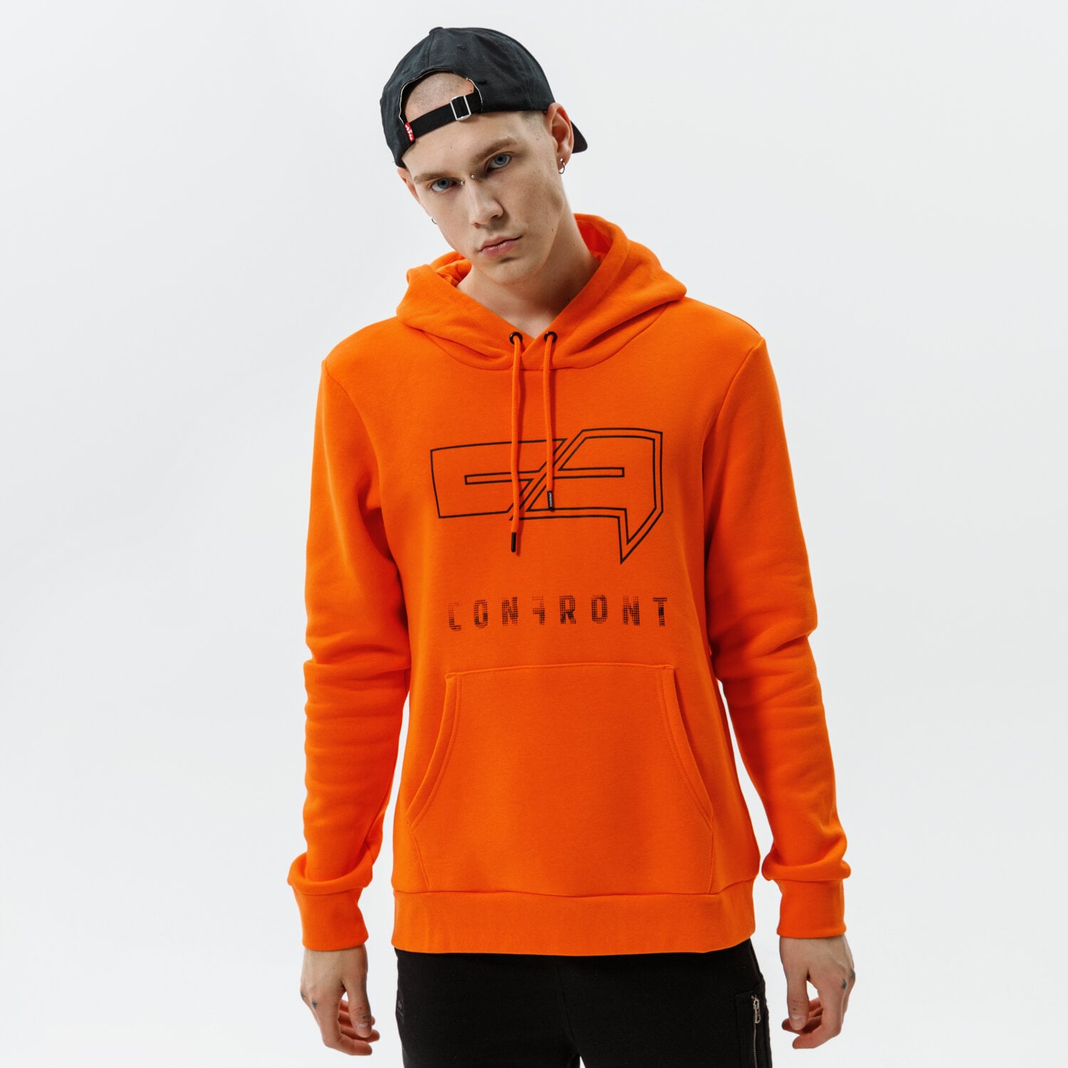 CONFRONT BLUZA Z KAPTUREM LOGO ORANGE CF321BLM31002 POMARAŃCZOWY ...