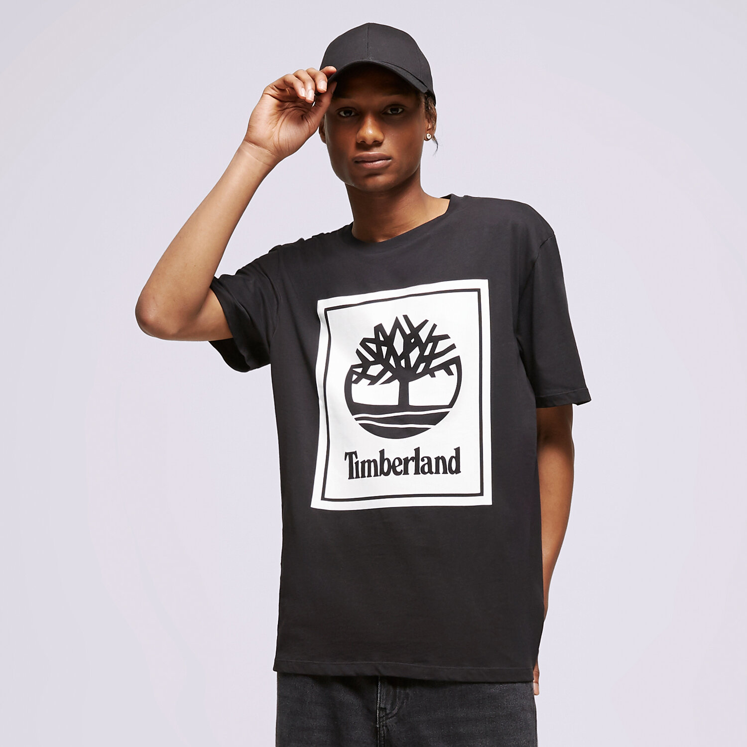 TIMBERLAND T-SHIRT SS FRONT STACK TB0A6CBTN921 CZARNY | Męskie Koszulki w Sizeer