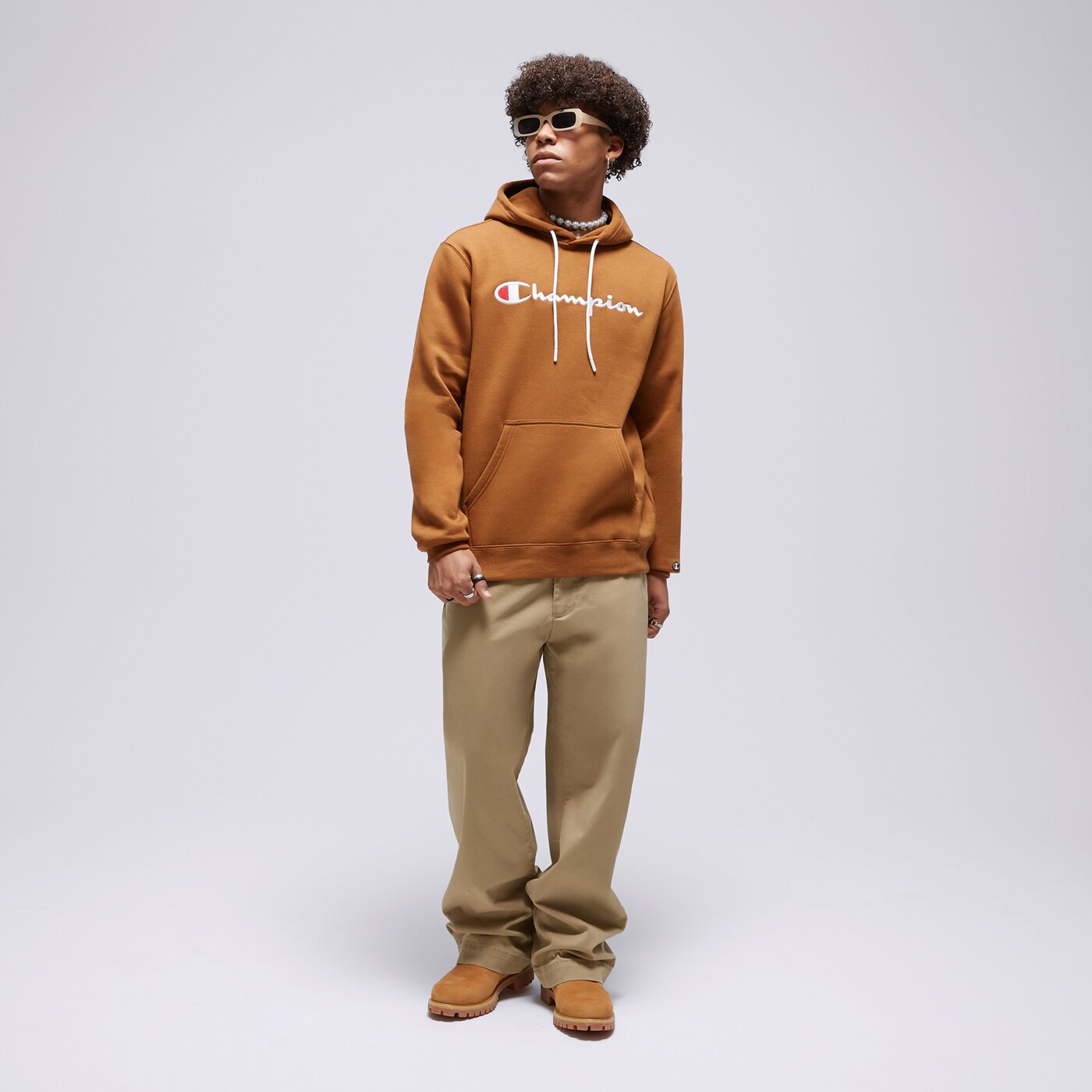 CHAMPION BLUZA Z KAPTUREM HOODED SWEATSHIRT 219203MS531 | kolor musztardowy | Męskie Bluzy ...