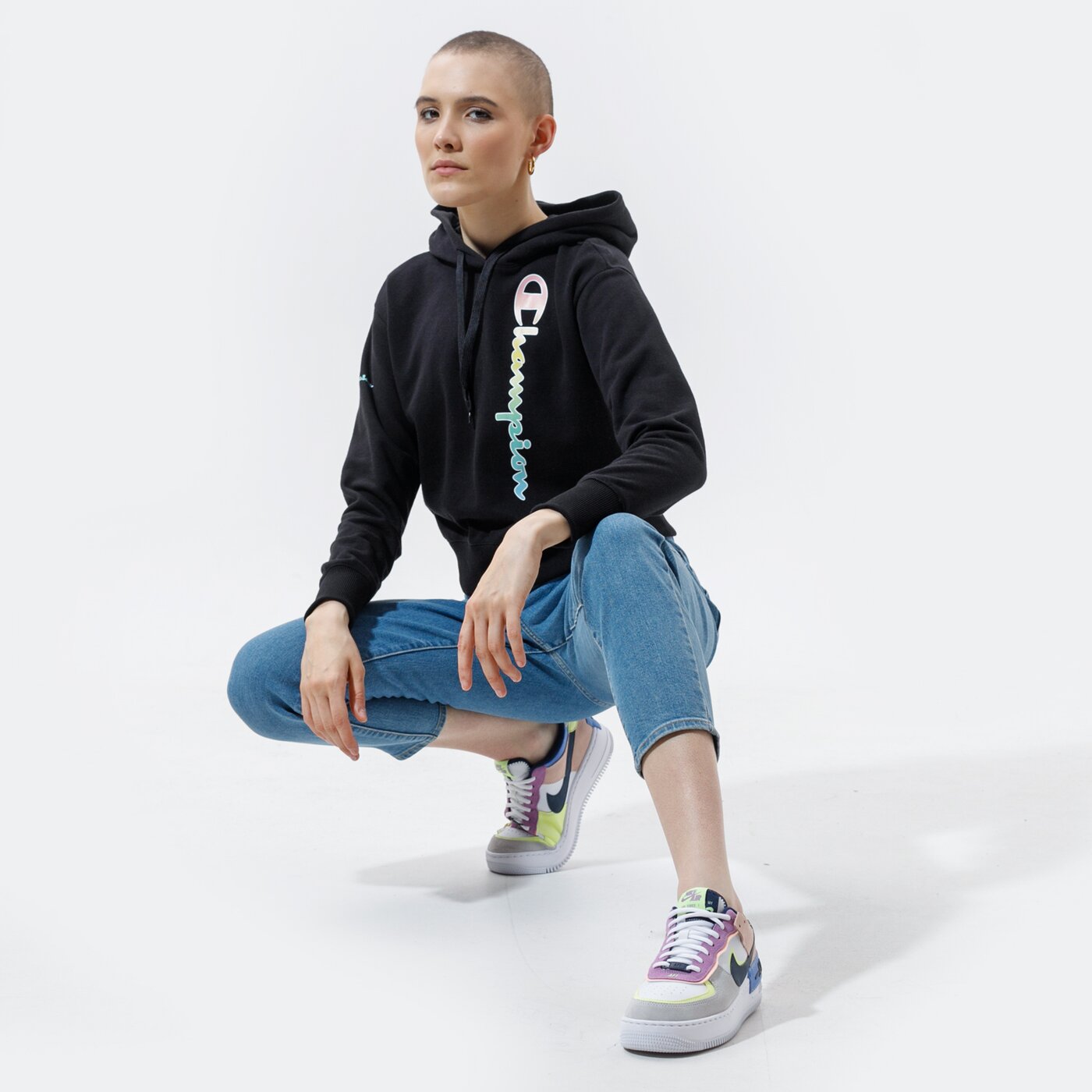 CHAMPION BLUZA Z KAPTUREM HOODED SWEATSHIRT 114076KK001 | kolor czarny | Damskie Bluzy | Odzież ...