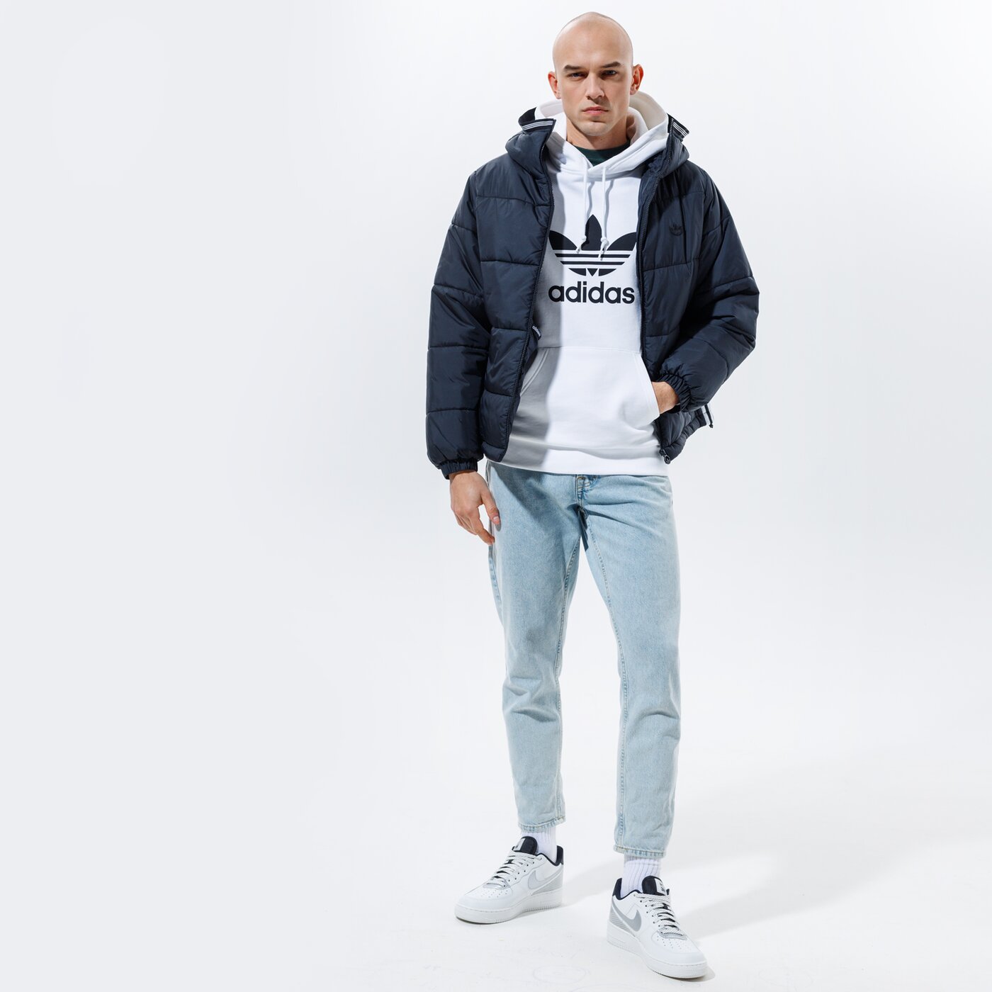 ADIDAS BLUZA Z KAPTUREM TREFOIL HOODIE ADICOLOR DU7780 | kolor BIAŁY ...