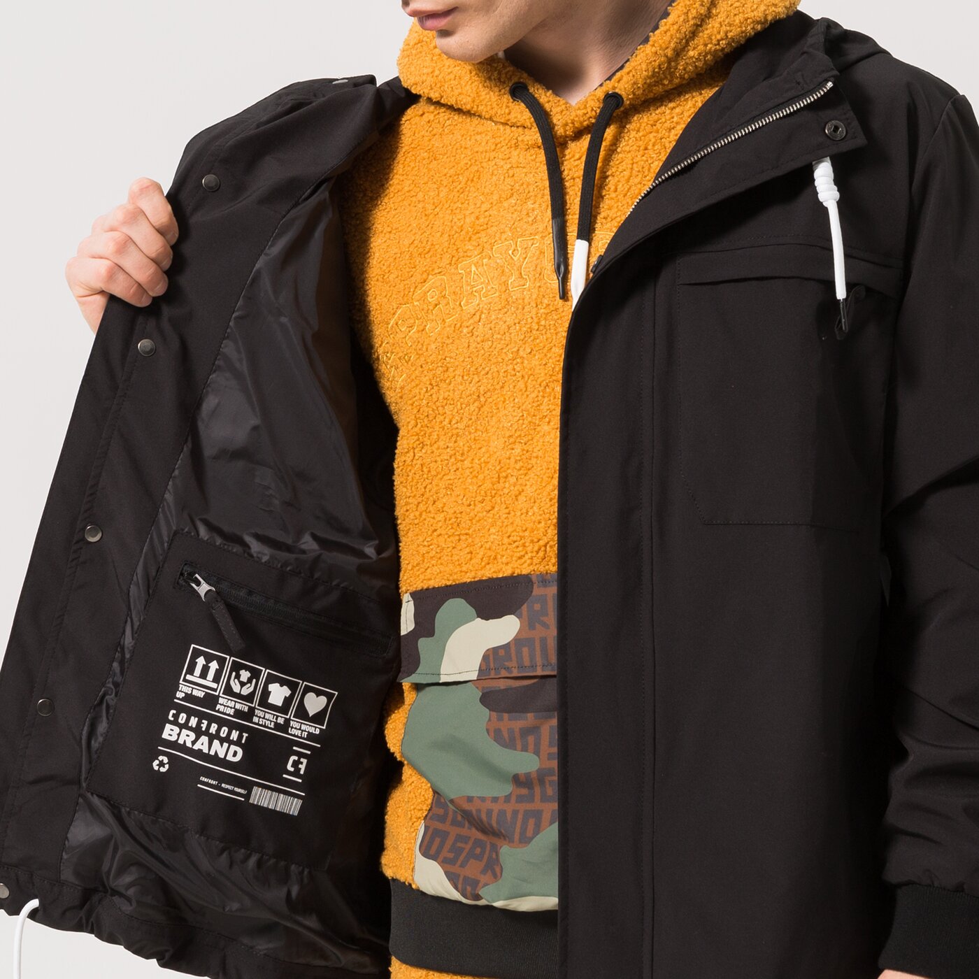 CONFRONT KURTKA HOODED BLACK CF123KUM05001 | kolor czarny | Męskie ...